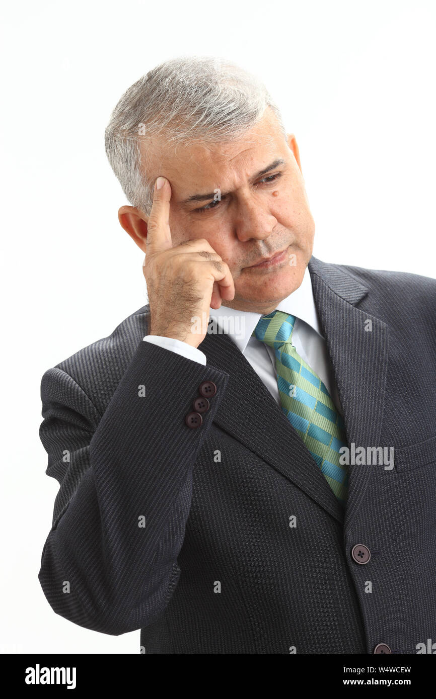 Indian Businessman Old Man Thinking High Resolution Stock Photography ...