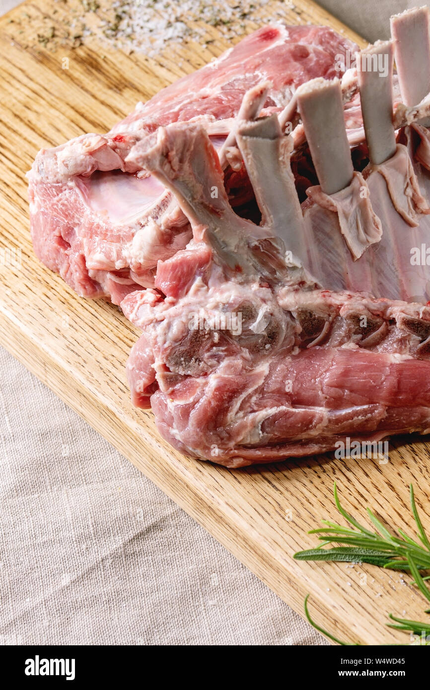 Raw rack of lamb Stock Photo - Alamy