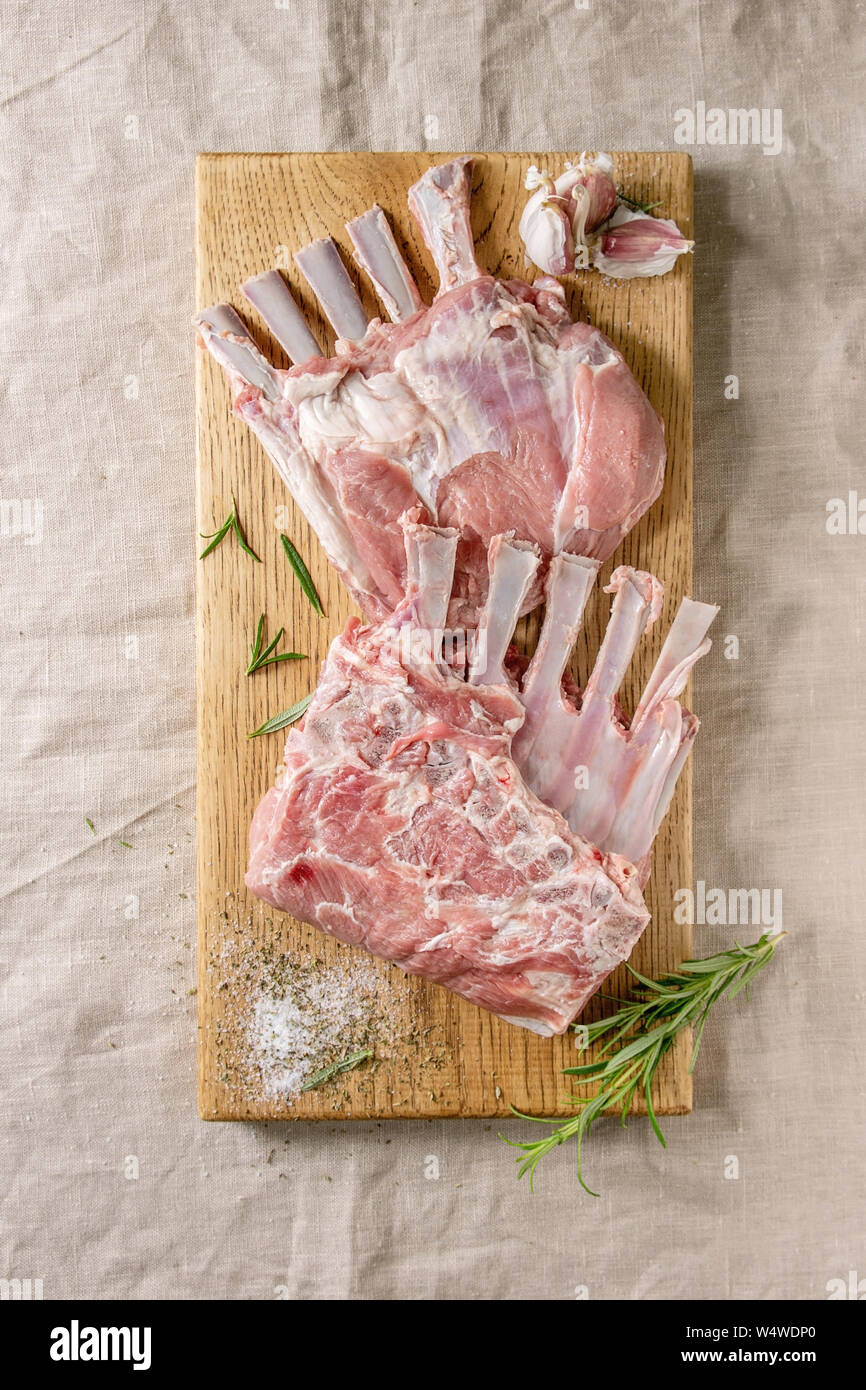 Raw rack of lamb Stock Photo - Alamy