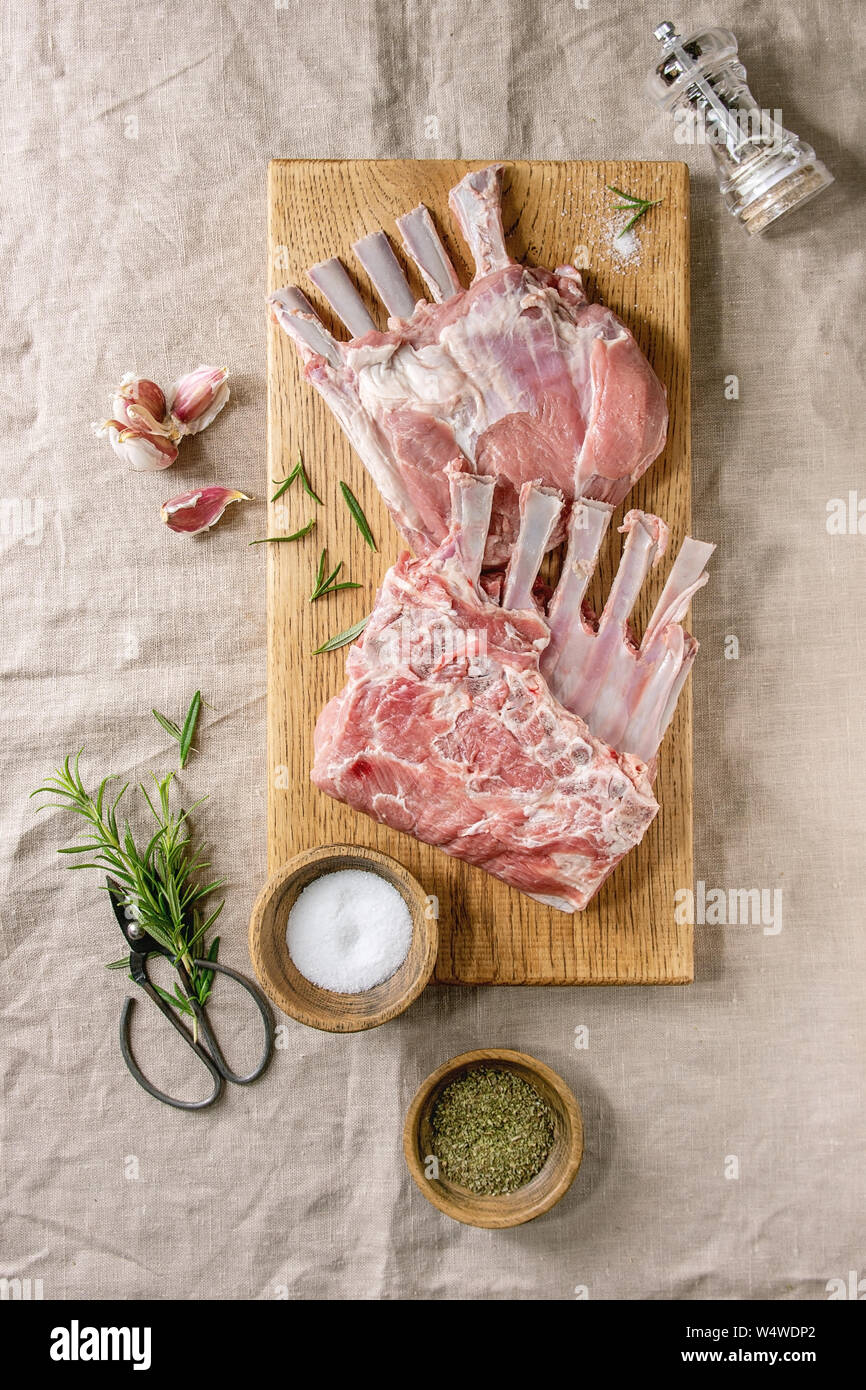 Raw rack of lamb Stock Photo - Alamy