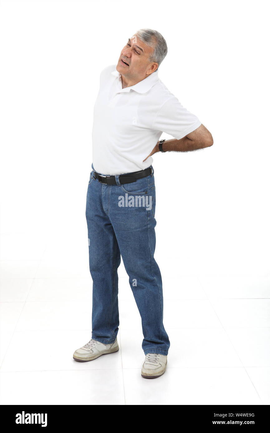 Indian man backache pain illness Cut Out Stock Images & Pictures - Alamy