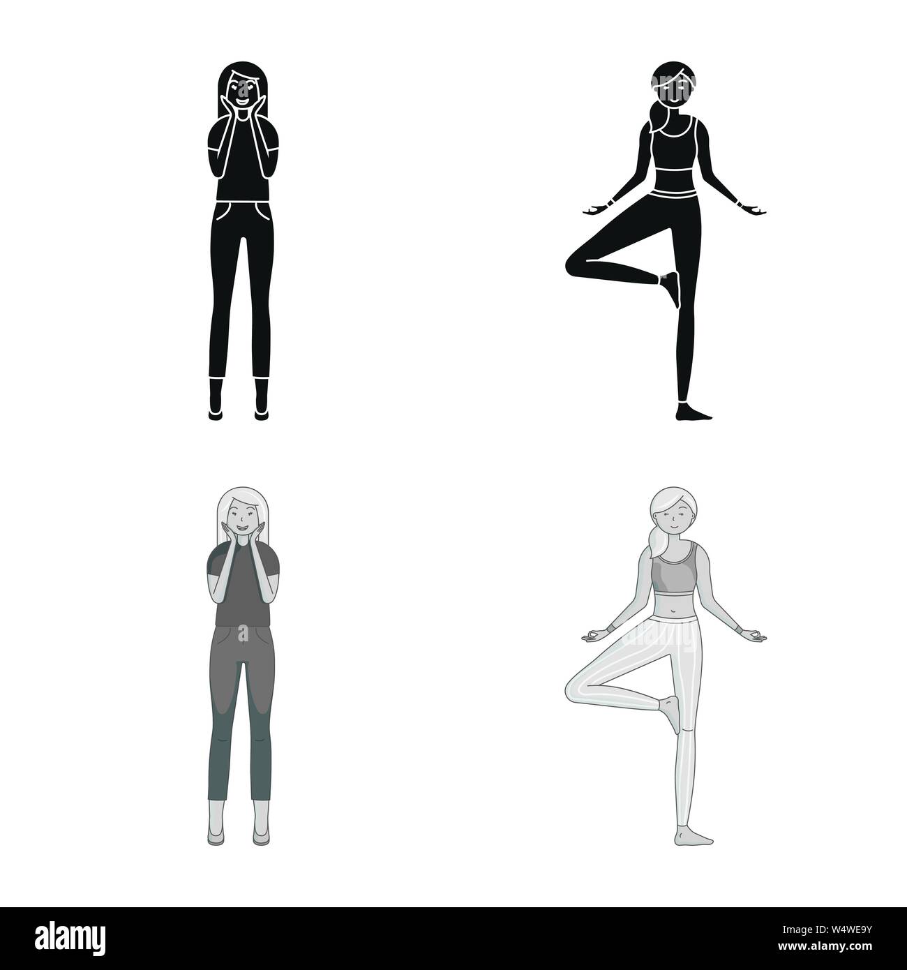 Isolated object of posture and mood icon. Collection of posture and ...