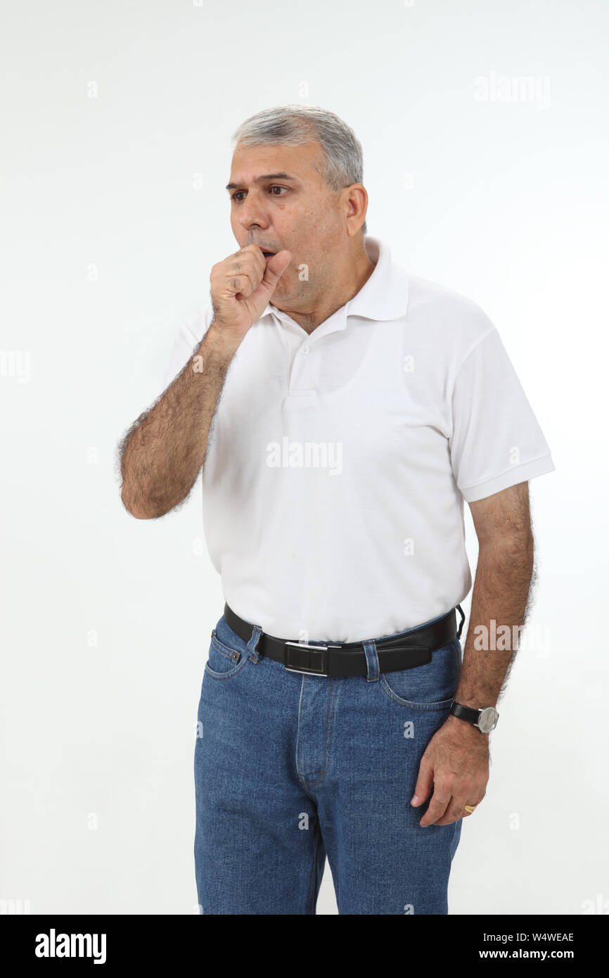 Old man coughing Stock Photo - Alamy