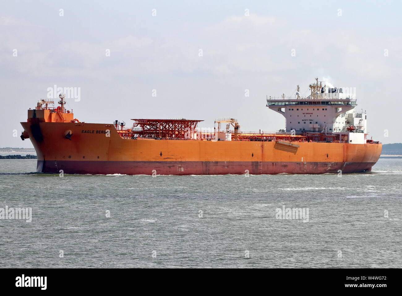 The shuttle tanker Eagle Bergen leaves the port of Rotterdam on May 22 ...
