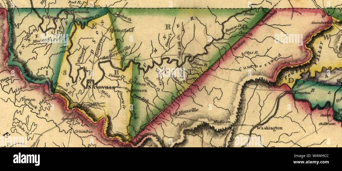 Map of Tennessee Districts in 1817: Tennessee, Davidson, and Sumner ...