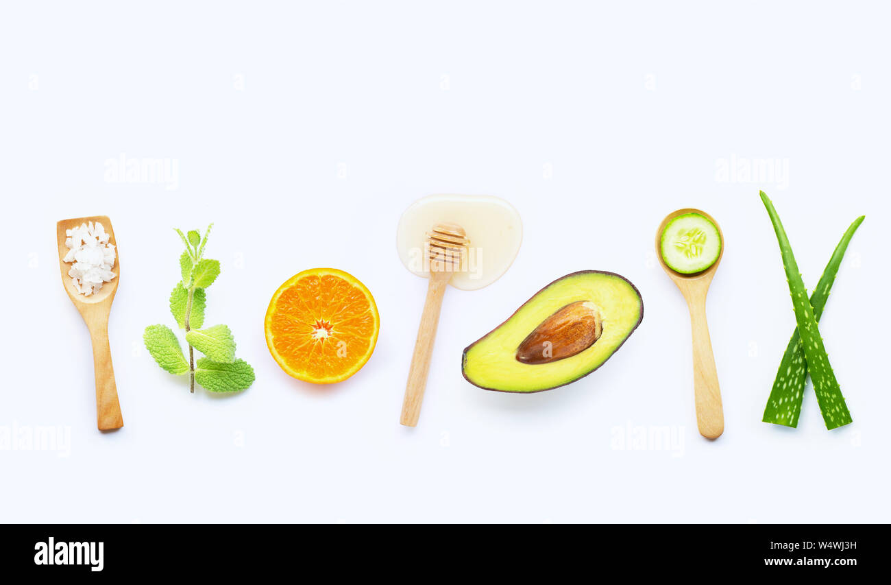 Natural ingredients for homemade skin care on white background Stock ...