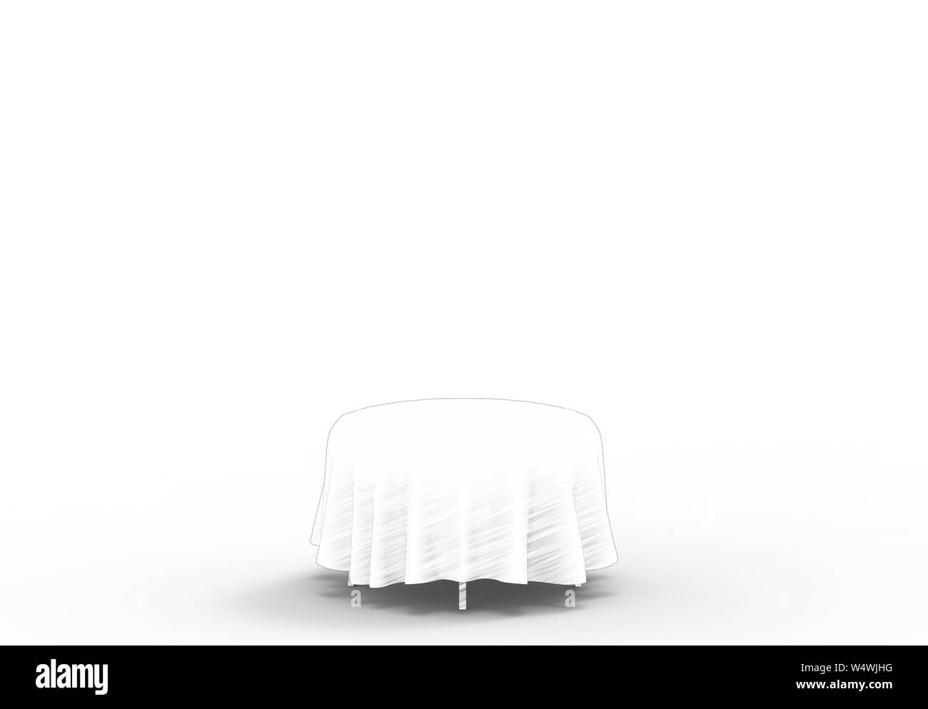 3d rendering of a empty round table with a table cloth over it isolated ...