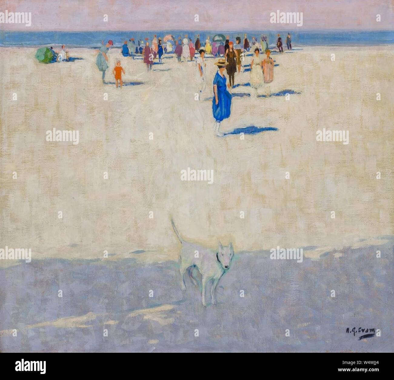 A Day at the Beach by Allen Gilbert Cram Stock Photo - Alamy