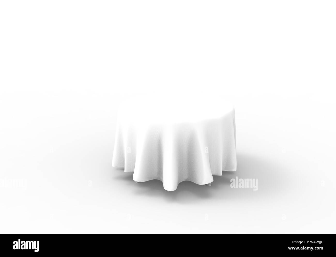3d rendering of a empty round table with a table cloth over it isolated ...