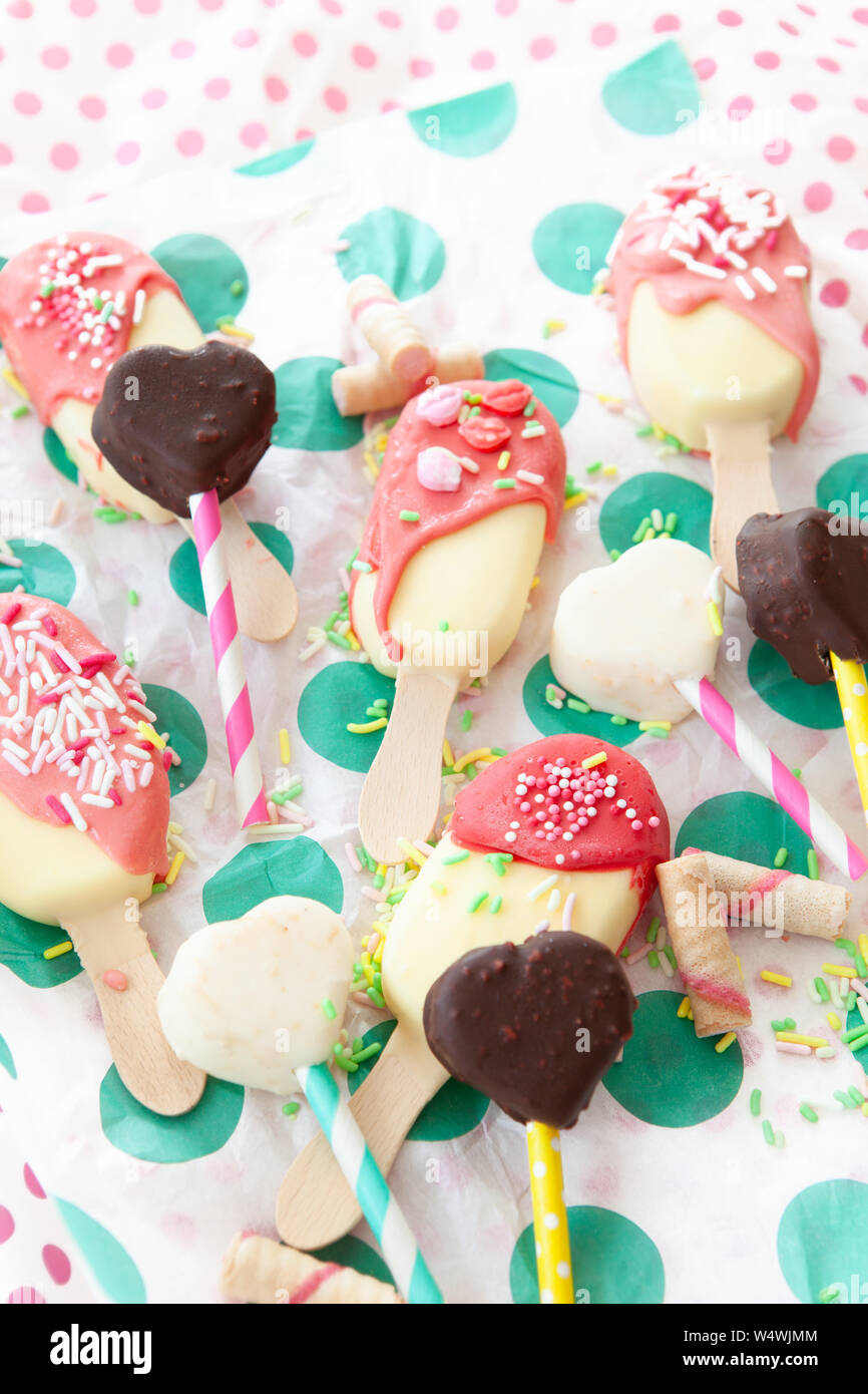 Colorful ice cream popsicles on fun polka dots Stock Photo - Alamy