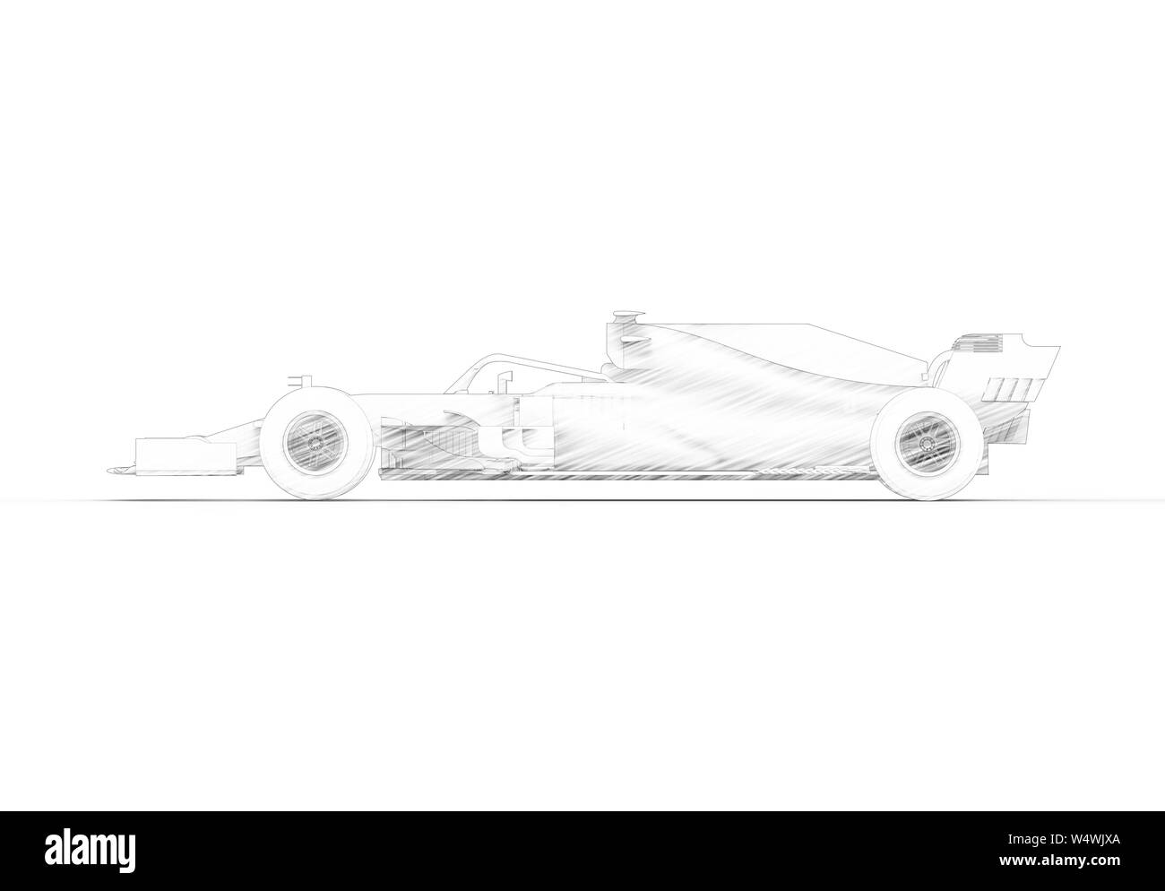 3D rendering illustration with of an modern all black formula race ...