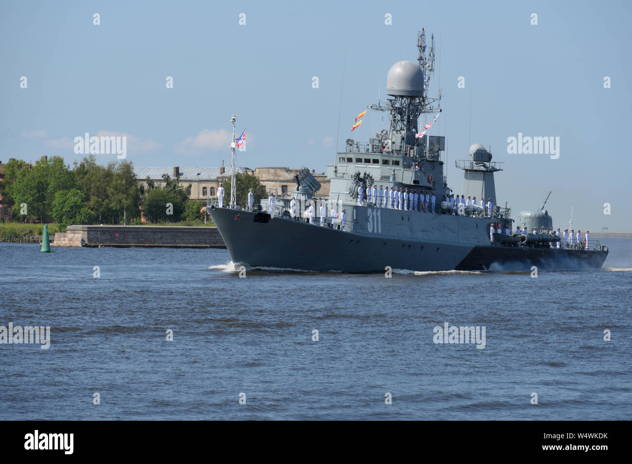 Parchim-class corvette Kazanets participates in the dress rehearsal of ...
