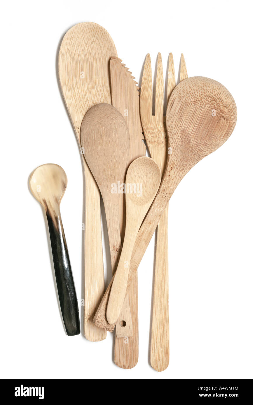 Bamboo Tableware isolated on a white background. Please credit: Phillip ...