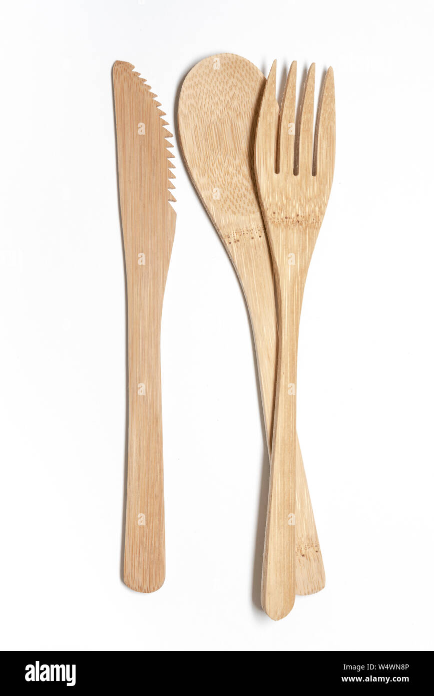 Bamboo Tableware isolated on a white background. Please credit: Phillip ...