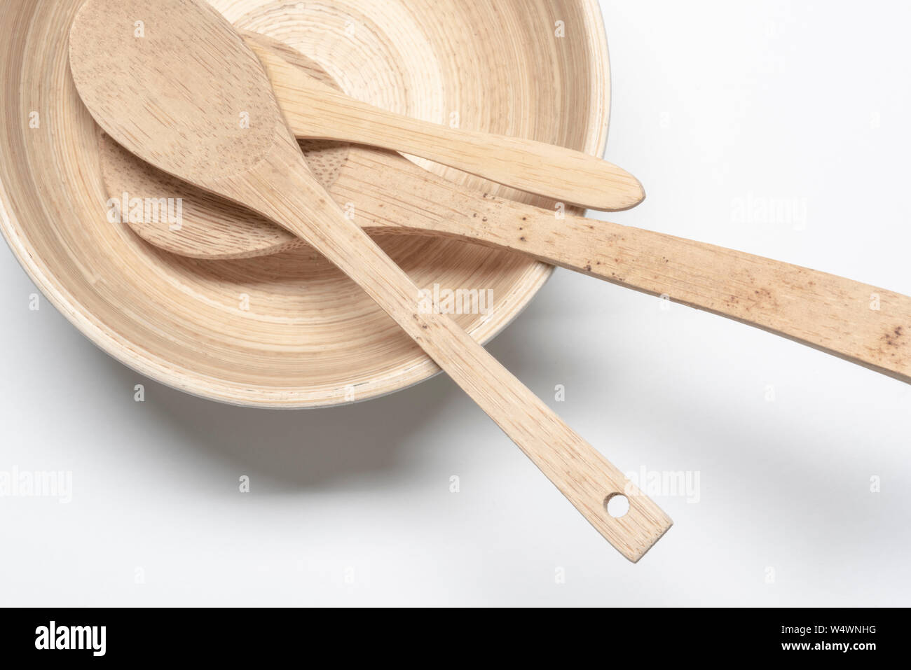 Bamboo Tableware isolated on a white background. Please credit: Phillip ...