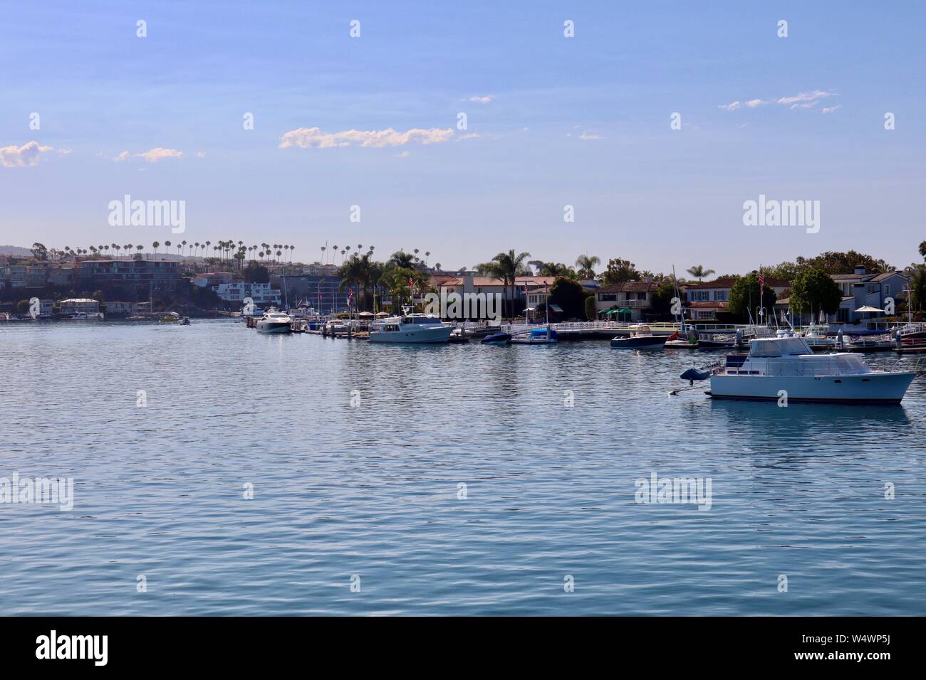 Boats moored in Newport Beach Harbor Stock Photo - Alamy