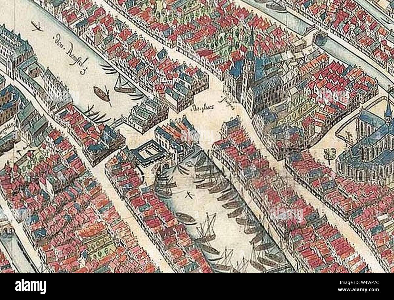 Cornelis Anthonisz. - vogelvluchtkaart amsterdam 1544 - Detail Dam ...