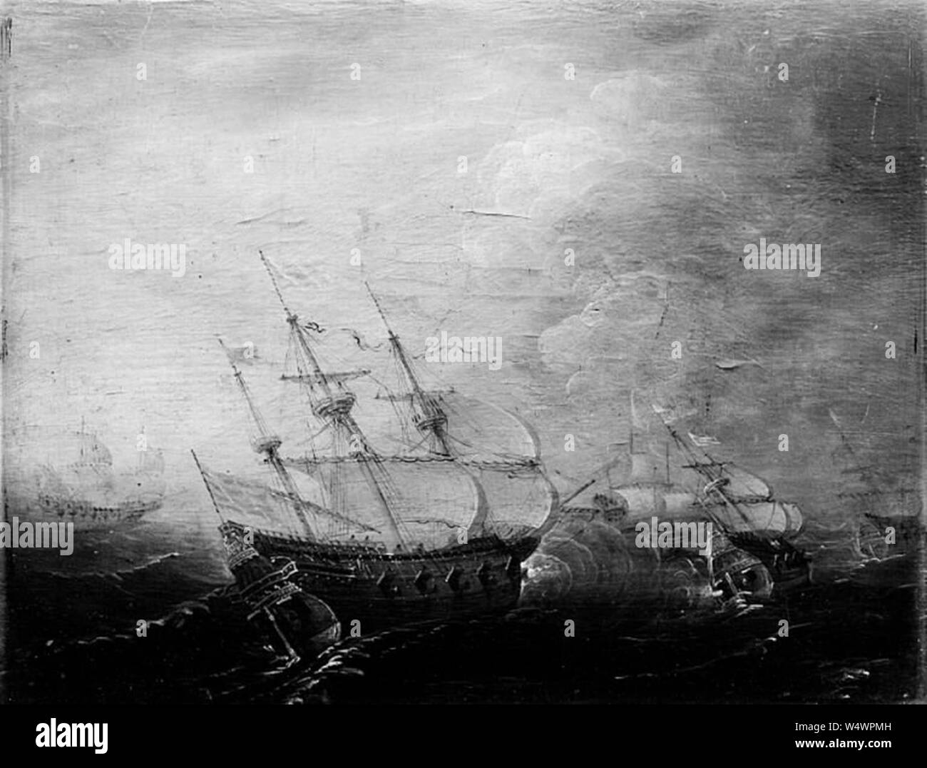 Cornelis Claesz van Wieringen - Fight between two Ships on Rough Sea ...