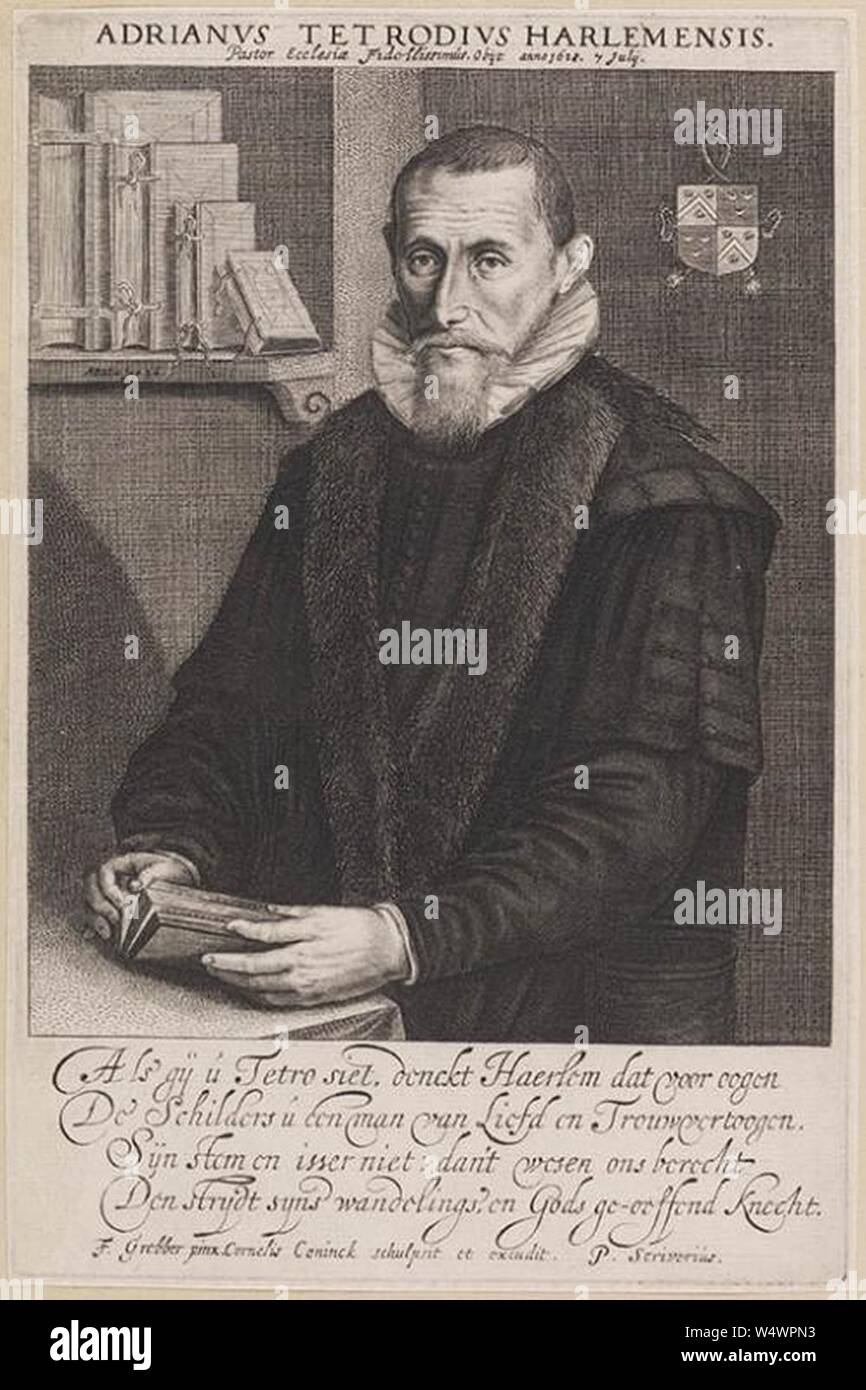 Cornelis Coninck - portrait of Adrianus Tetrodius Harlemensis after a ...