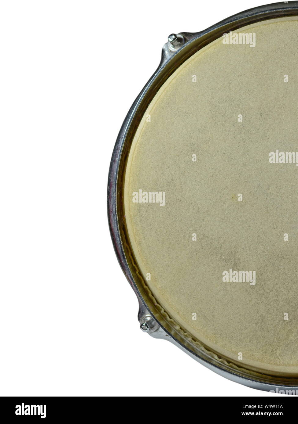 Top view of drum leather isolated on white background. Drum head detail ...