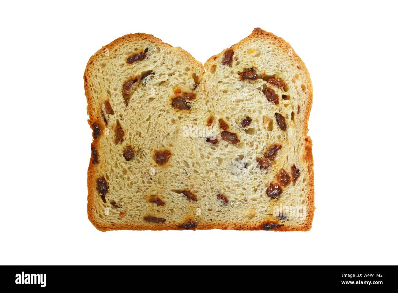 Single slice of currant loaf isolated on white background Stock Photo ...