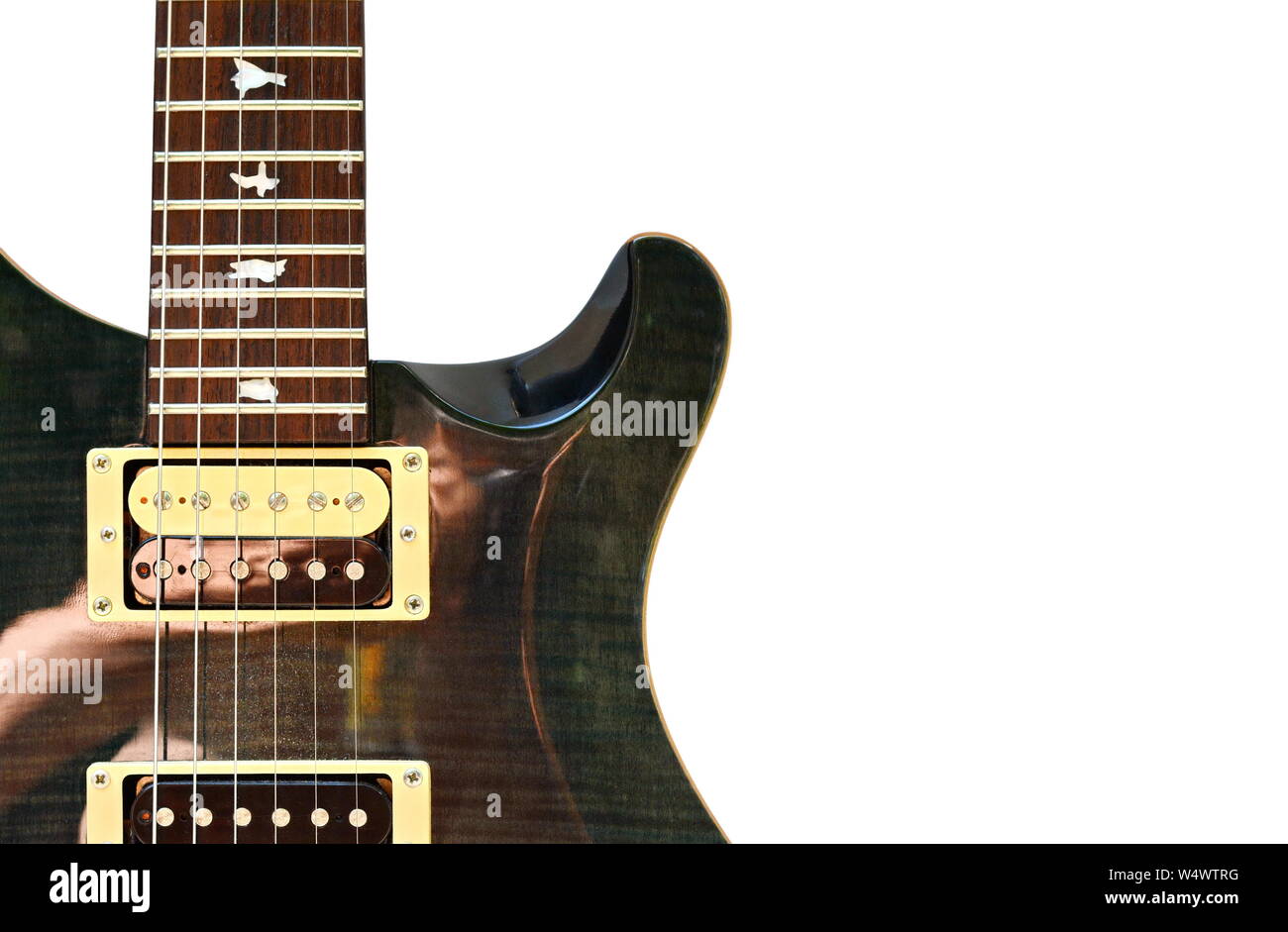 six-stringed electric guitar isolated on white Stock Photo - Alamy
