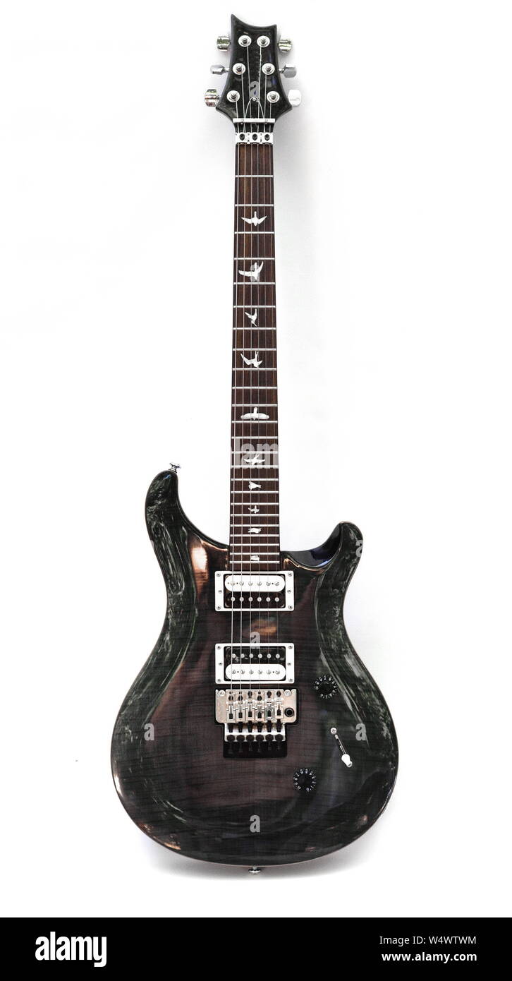 six-stringed electric guitar isolated on white Stock Photo - Alamy