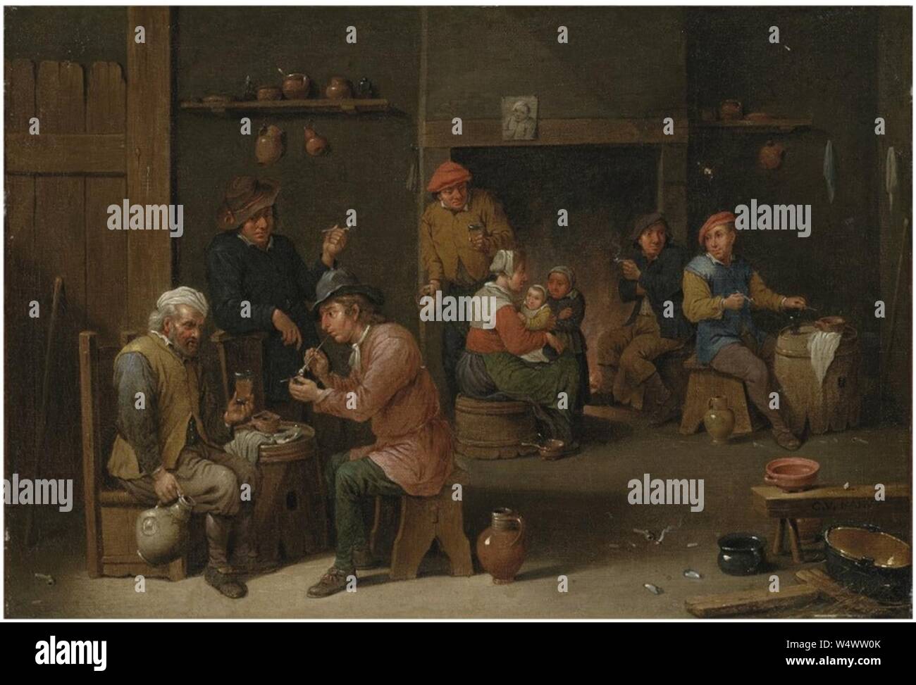 Cornelis Mahu - A tavern interior Stock Photo - Alamy