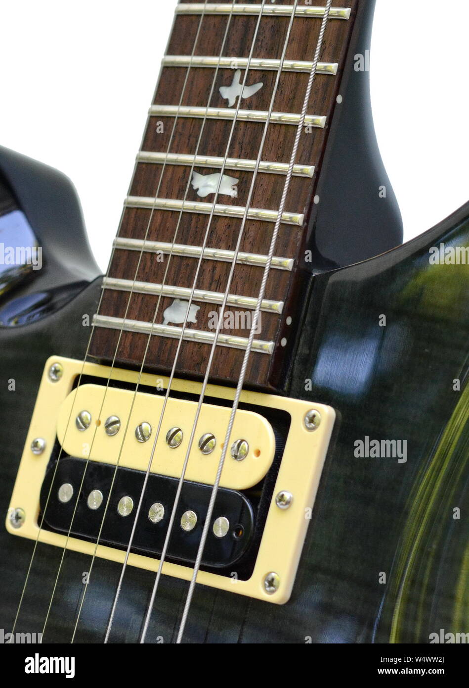 six-stringed electric guitar isolated on white Stock Photo - Alamy