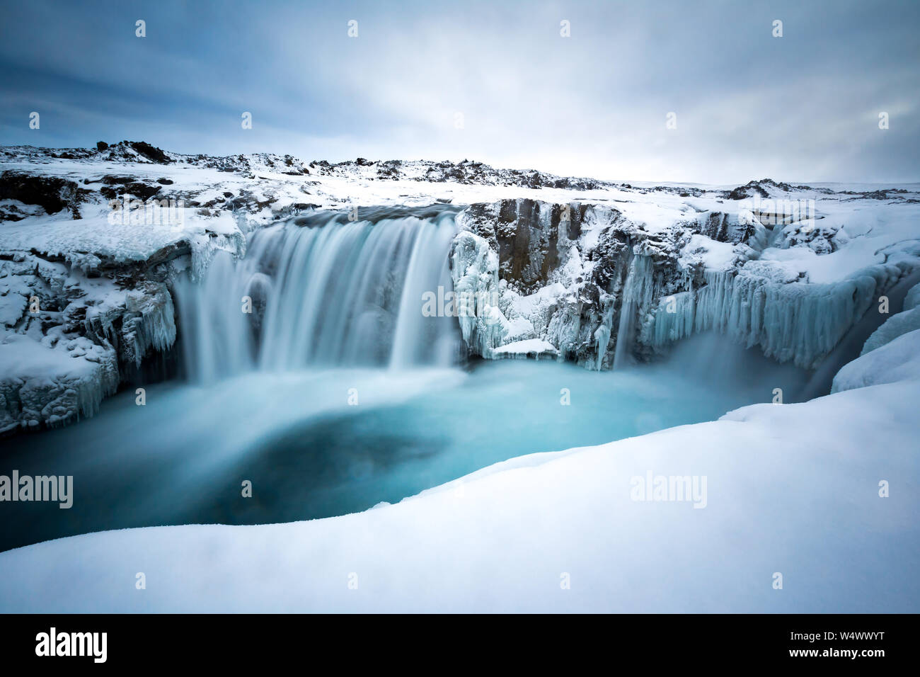 Beautiful waterfall during cold winter hi-res stock photography and ...