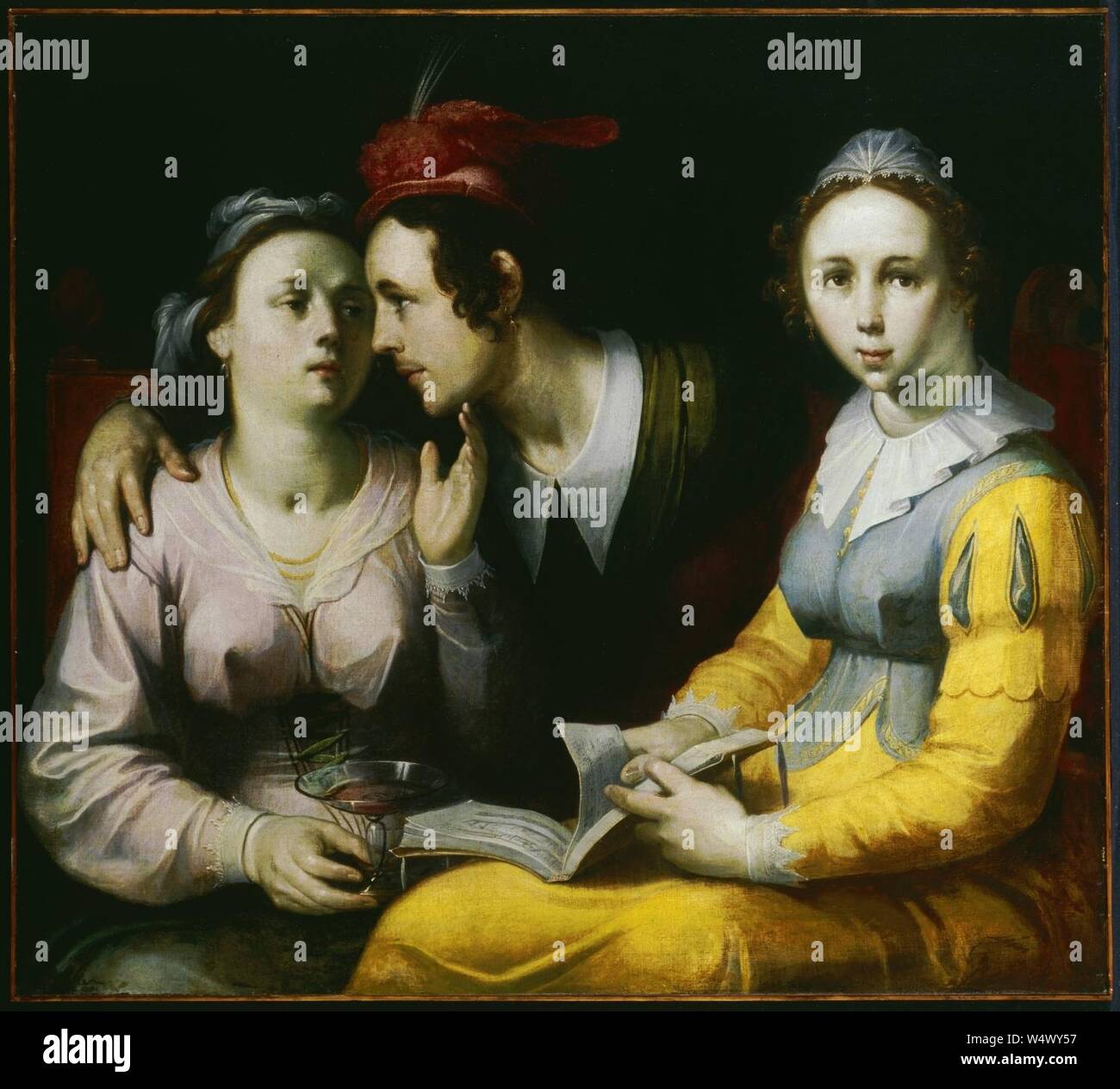 Cornelisz, Cornelis, A Courting Couple and Woman with a Songbook, ca ...
