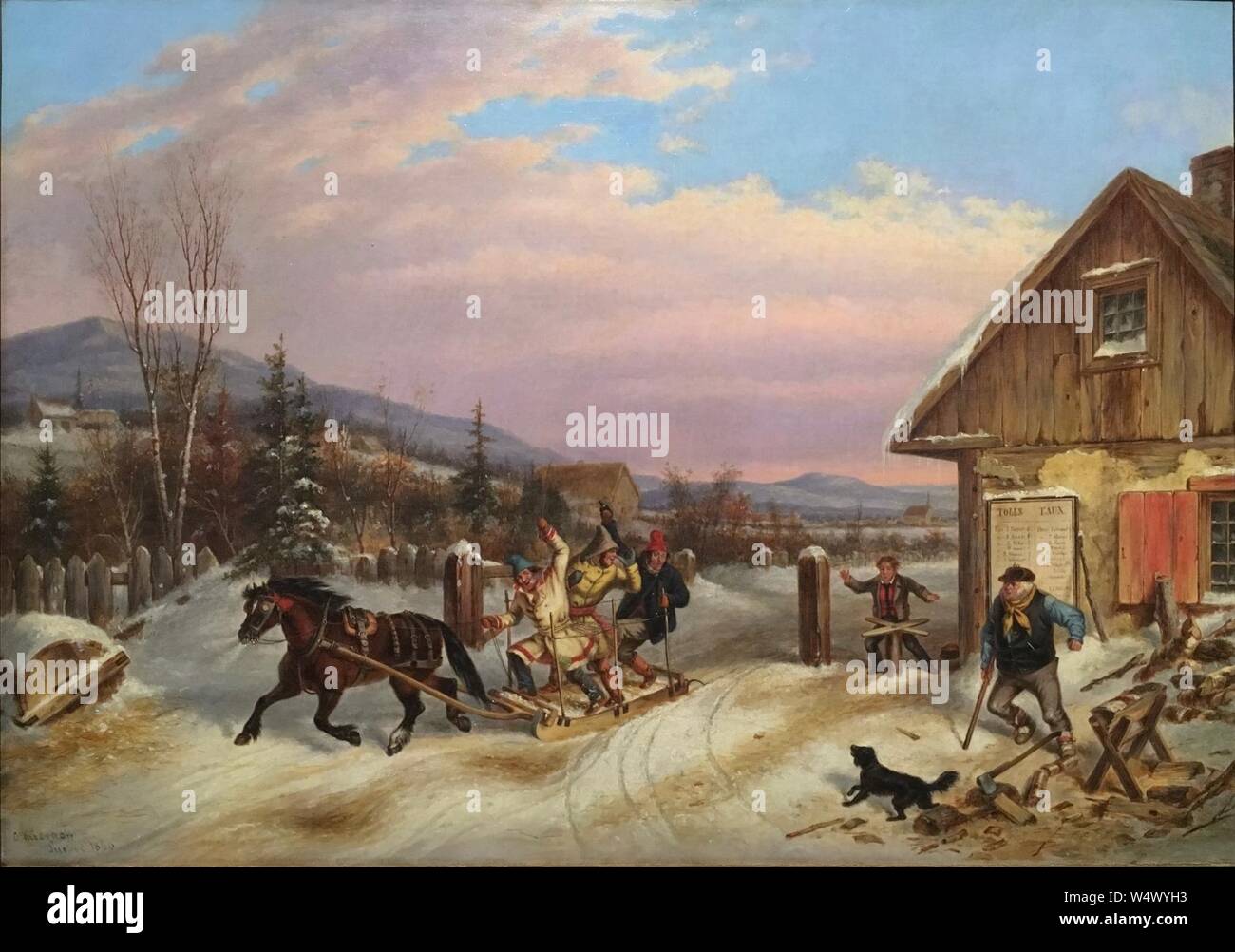 Cornelius Krieghoff 1860, Bilking the Toll Stock Photo - Alamy