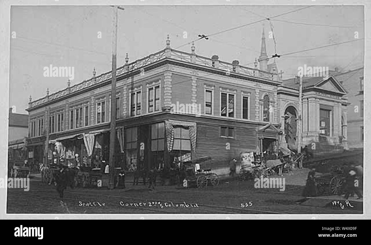 Corner of 2nd Ave and Columbia St Seattle ca 1896 (WARNER 368 Stock ...
