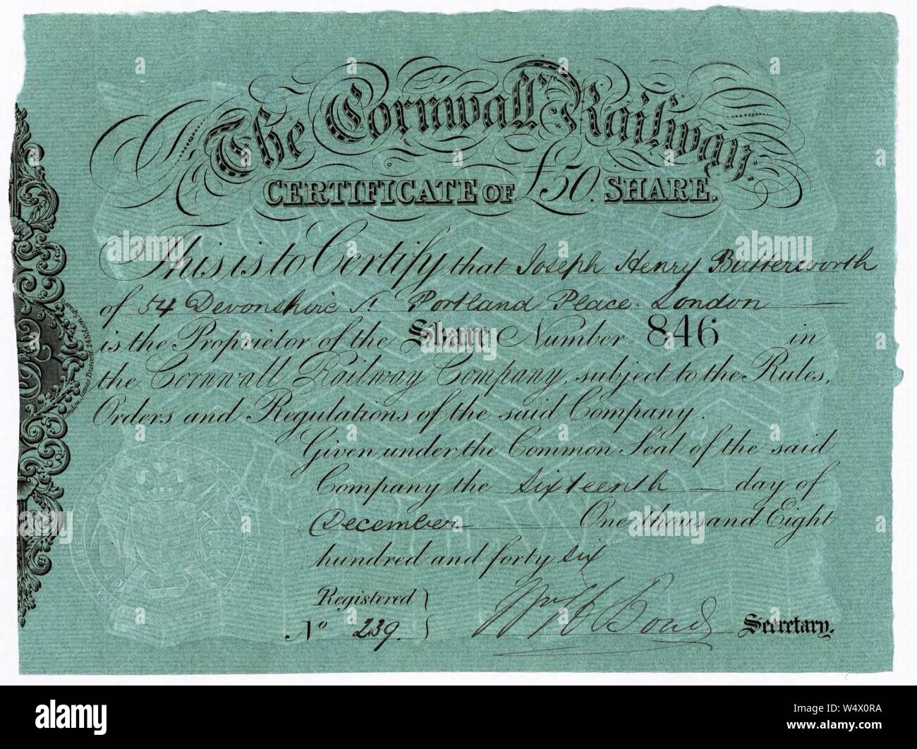 Cornwall Railway Company 1846 Stock Photo - Alamy
