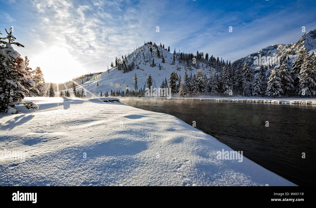 Holiday in yellowstone park in the winter hi-res stock photography and ...