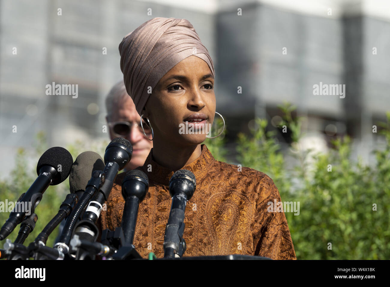 Washington DC, USA. 25th July 2019. U.S. Representative ILHAN OMAR (D-MN) at a press conference ...