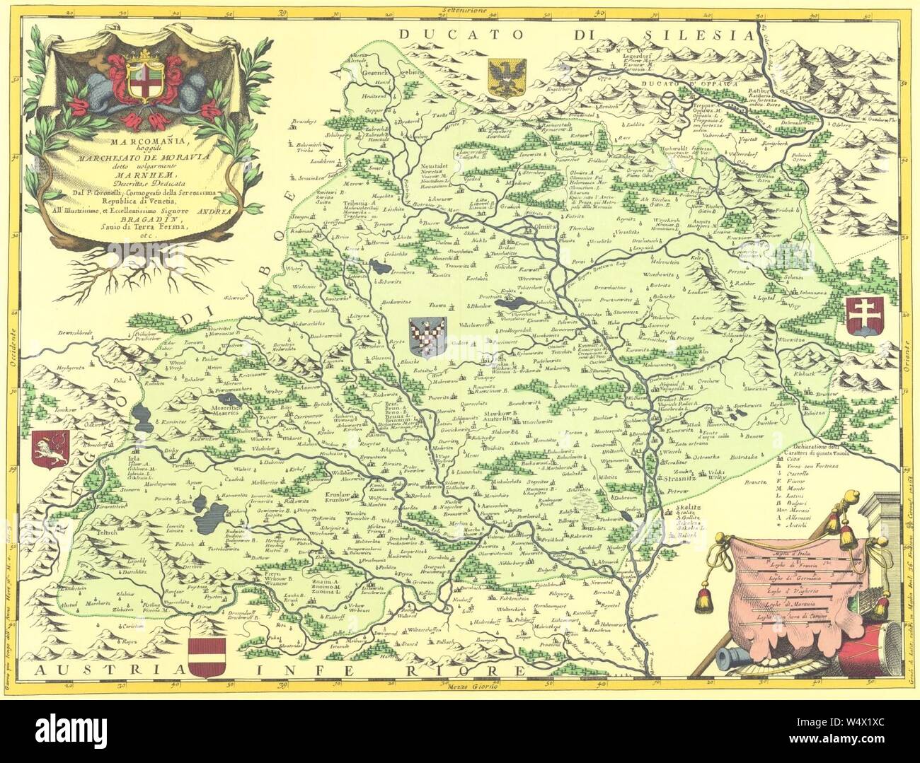 Coronelliova mapa Moravy Stock Photo - Alamy