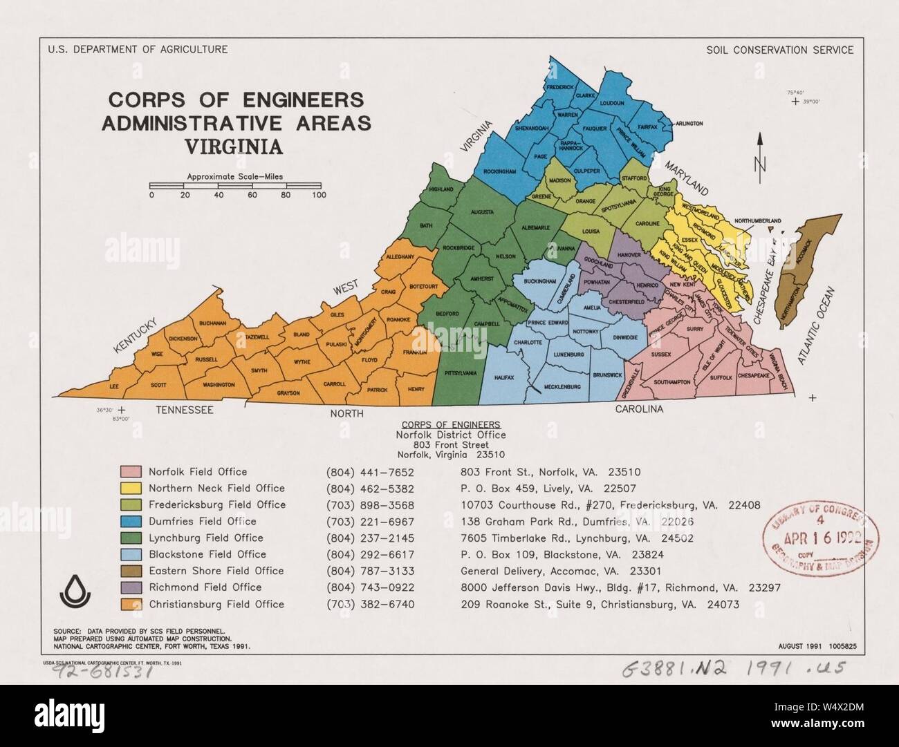 Corps of Engineers administrative areas, Virginia Stock Photo - Alamy