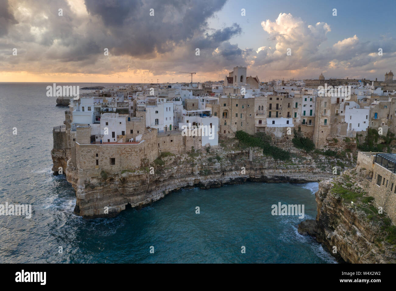 Polignano a Mare, aerial view above the city, Italy Stock Photo - Alamy