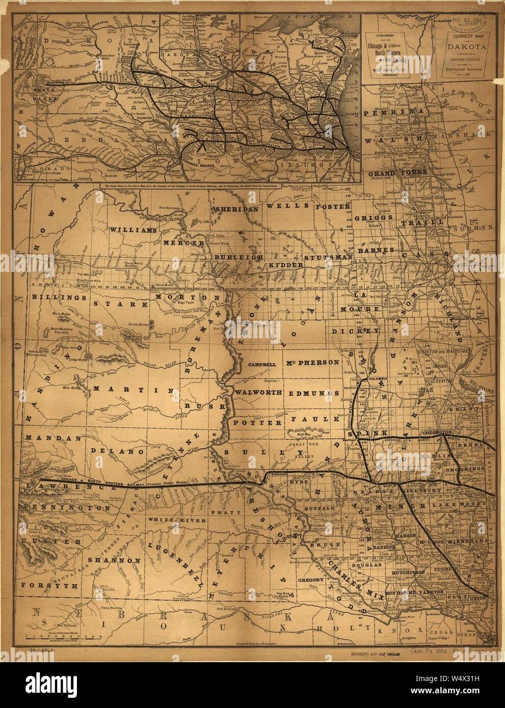 Map of dakota hi-res stock photography and images - Alamy