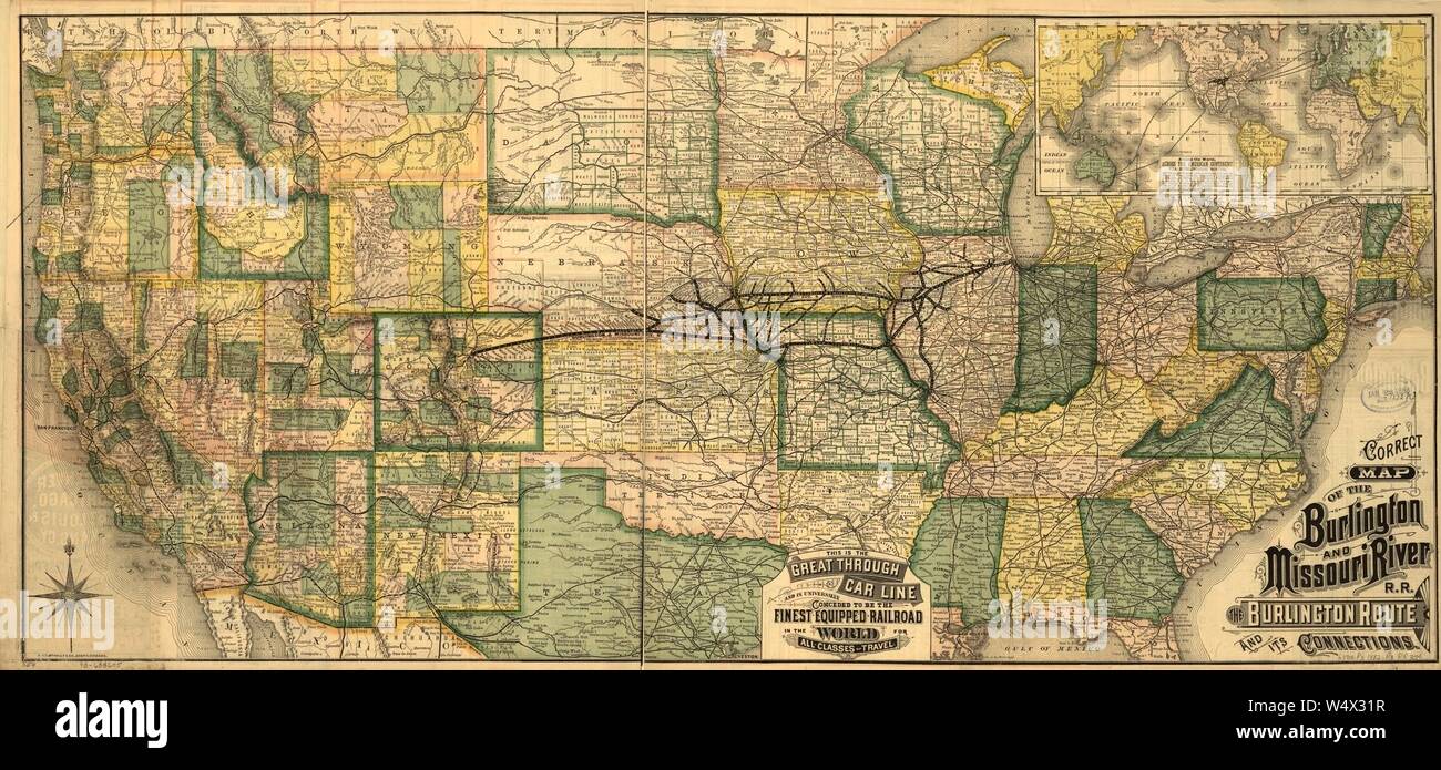 Correct map of the Burlington and Missouri River R.R., the Burlington ...