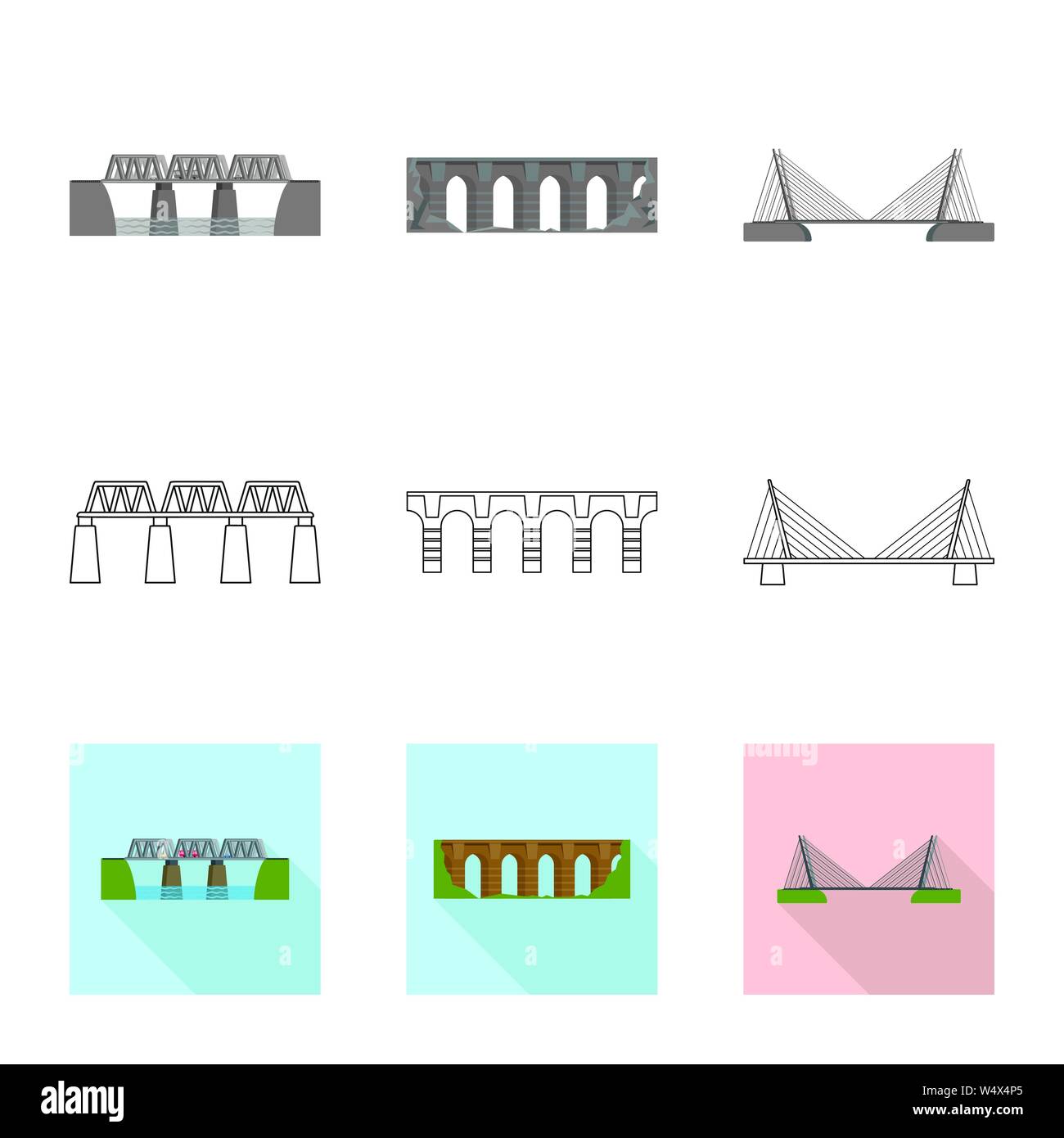 Vector illustration of connection and design logo. Set of connection ...