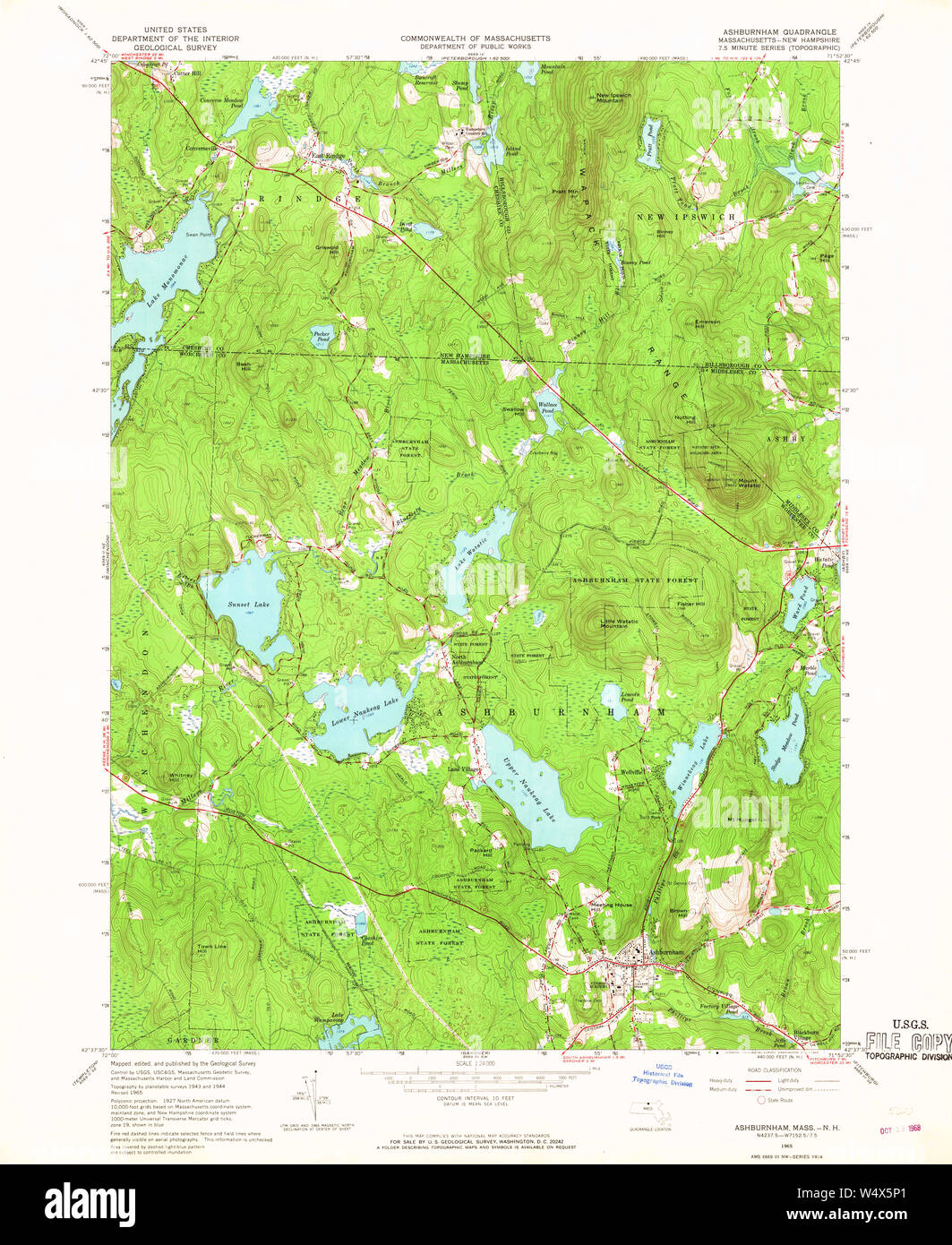 Massachusetts USGS Historical Topo Map MA Ashburnham 349946 1965 24000 ...