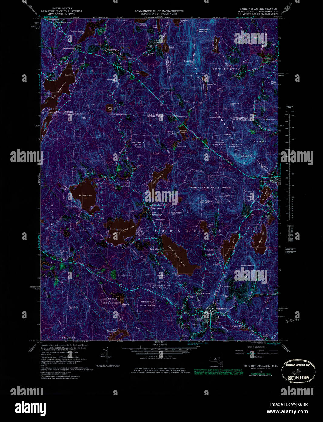 Massachusetts USGS Historical Topo Map MA Ashburnham 350801 1965 25000 ...