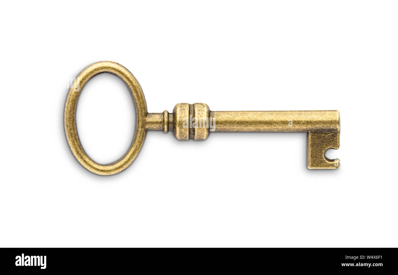 Vintage golden skeleton key isolated on white background Stock Photo ...