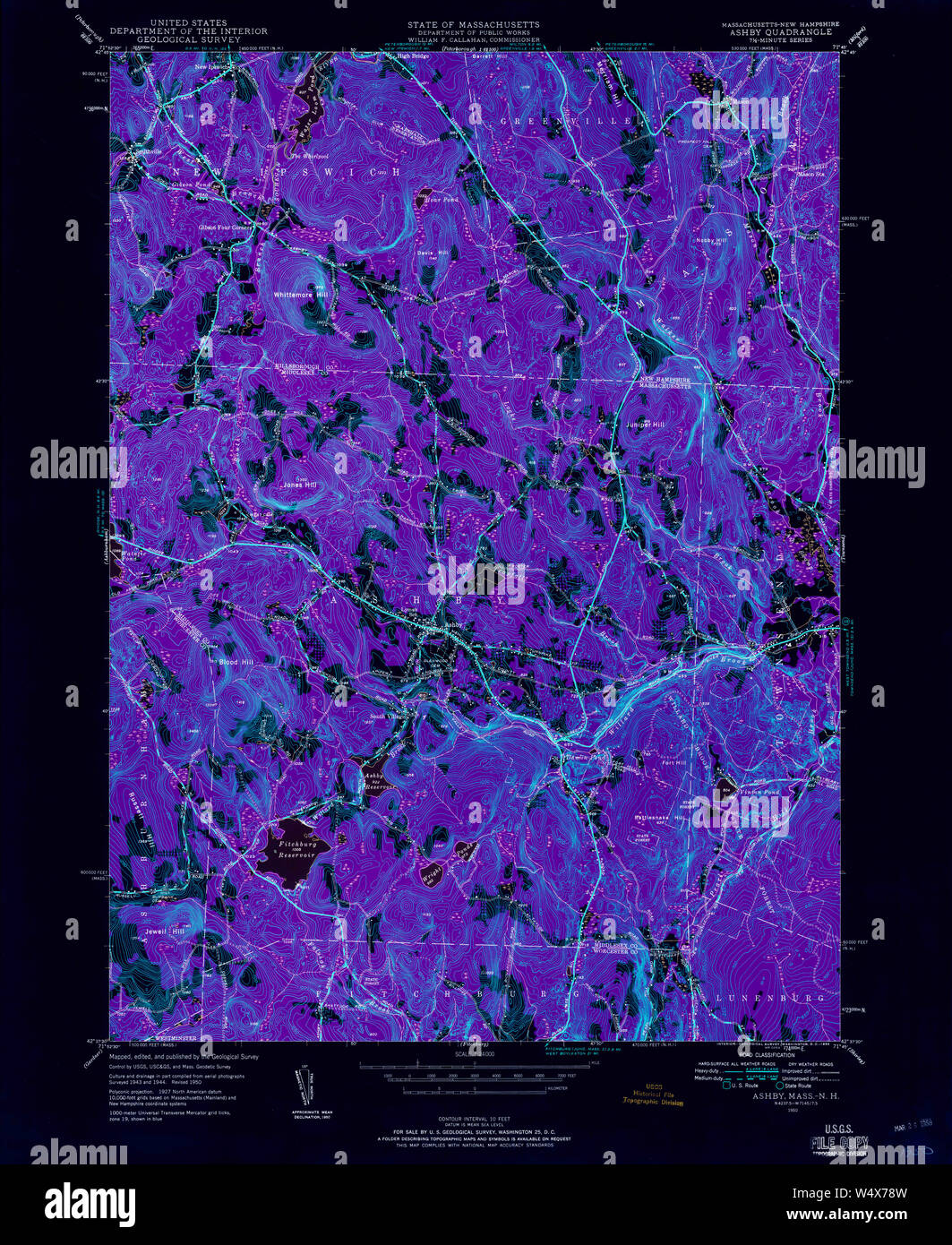 Massachusetts USGS Historical Topo Map MA Ashby 349948 1950 24000 ...