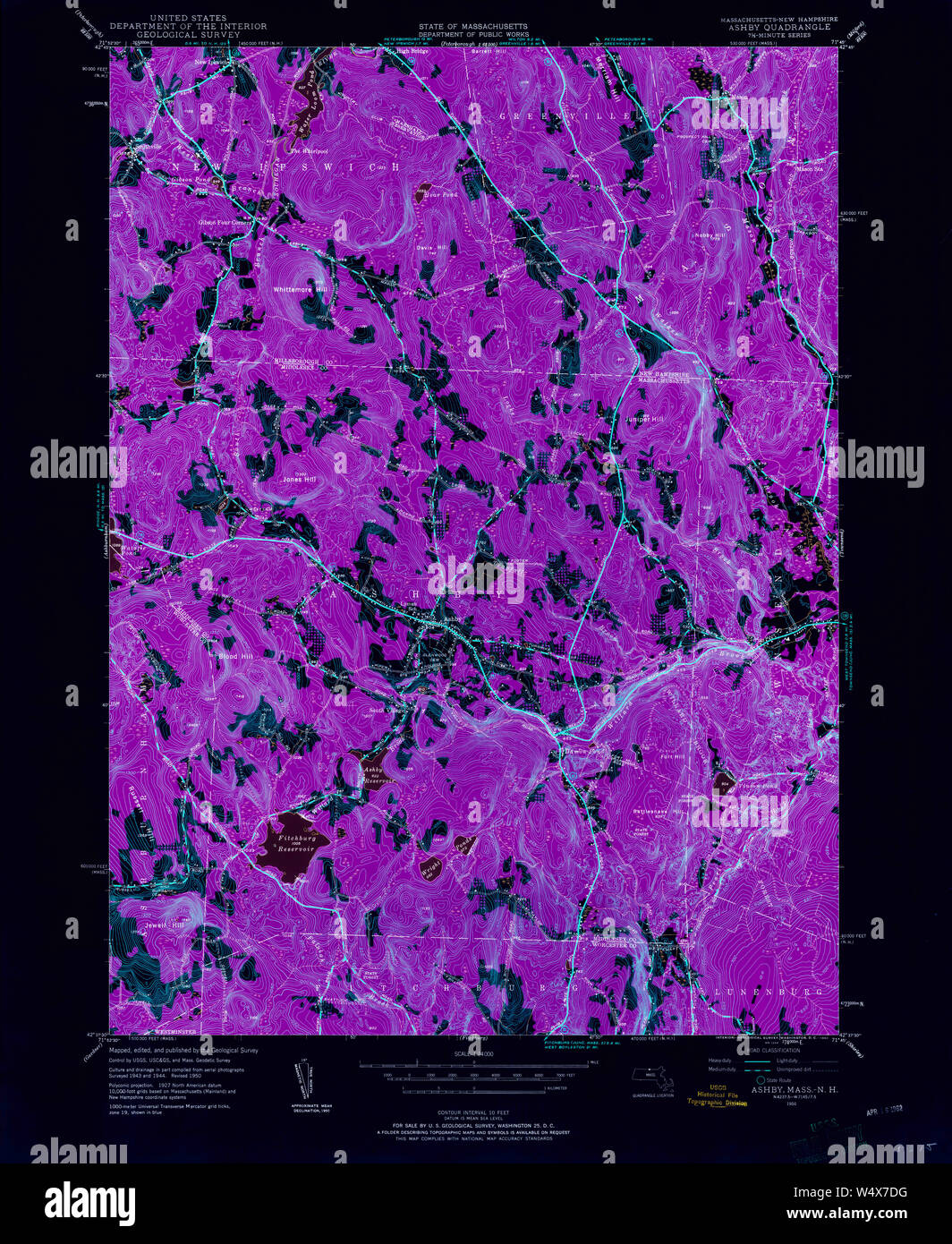Massachusetts USGS Historical Topo Map MA Ashby 349949 1950 24000 ...