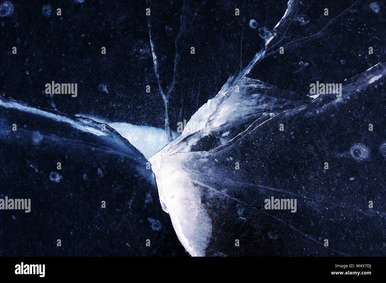 The macro structure, pattern and crystals of newly formed ice called ...