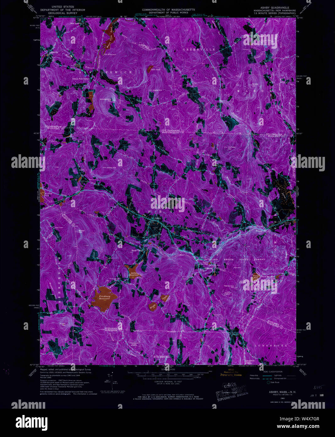 Massachusetts USGS Historical Topo Map MA Ashby 349950 1965 24000 ...