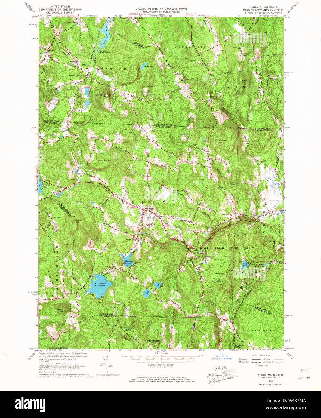 Massachusetts USGS Historical Topo Map MA Ashby 349950 1965 24000 ...